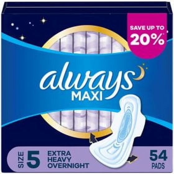 Always Maxi Extra Heavy Overnight Pads with Flex-Wings, Unscented, Size ...