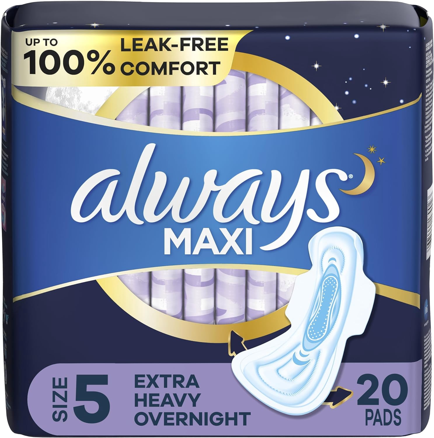 Always Maxi Feminine Pads For Women, Size 5 Extra Heavy Overnight ...