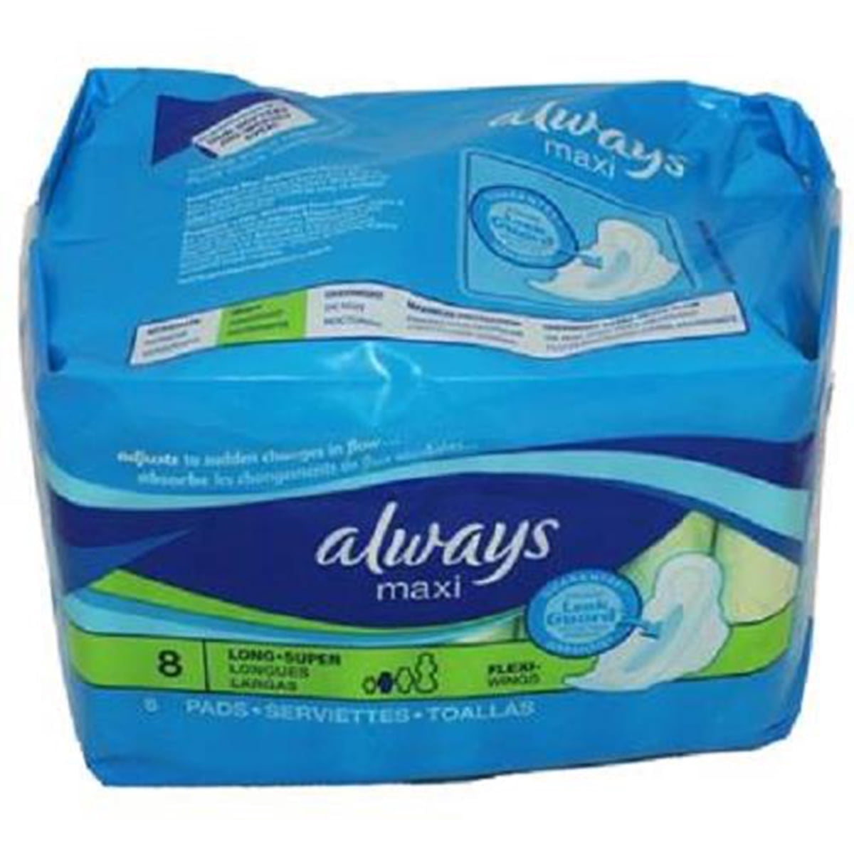 Always, Maxi Long Super With Wings 8 count in a unit - Walmart.com