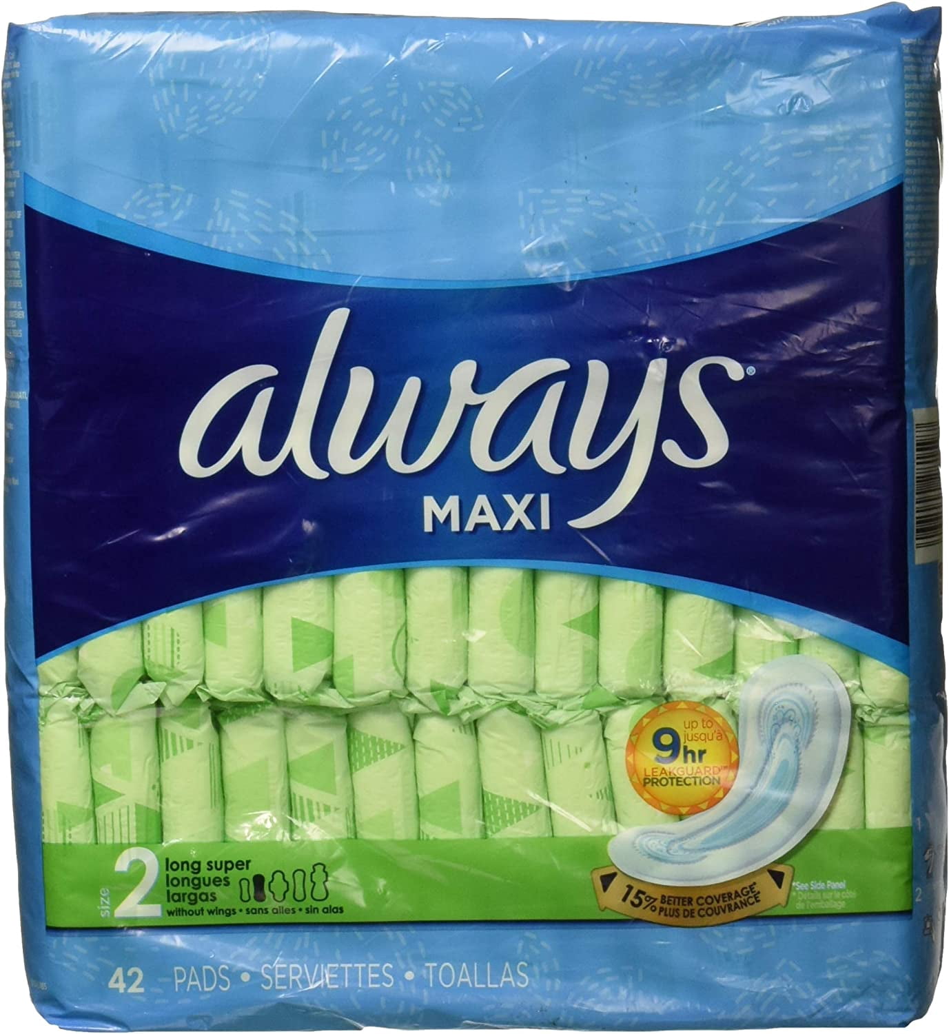 Always Maxi Long Without Wings - 6 Pack - Walmart.com