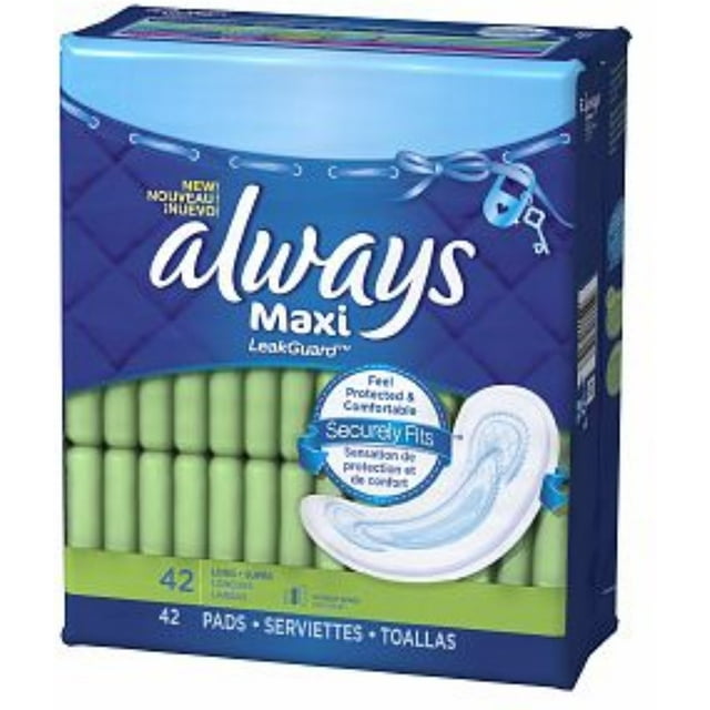 Always Maxi Pads Without Wings, Long-Super 42 ea (Pack of 4) - Walmart.com