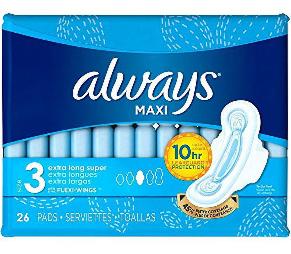 Always Maxi Pads with Flexi-Wings Extra Long Super 3 (Pack of 3 ...