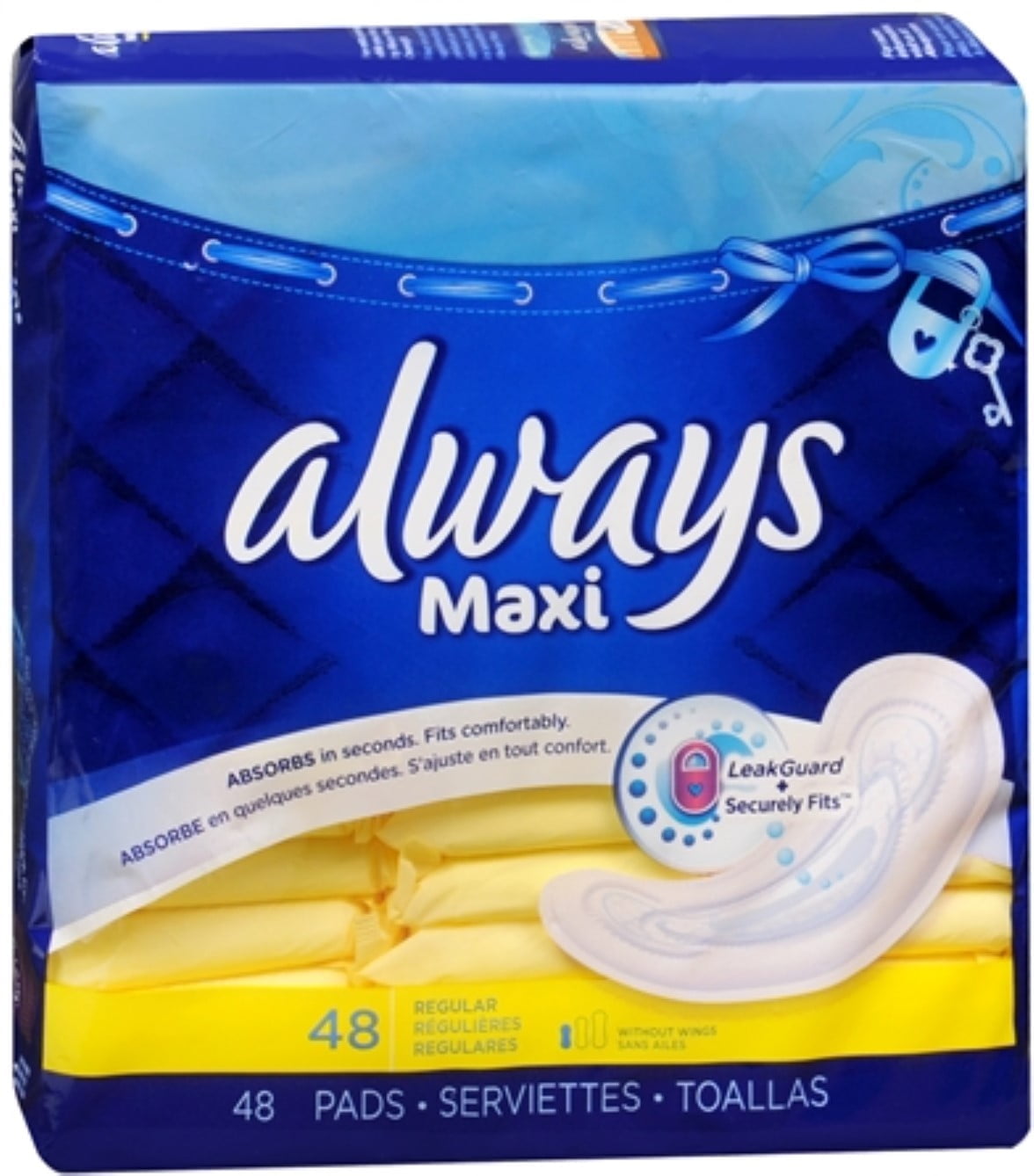 Always Maxi Pads without Wings, Unscented, Regular 48 ea (Pack of 2 ...
