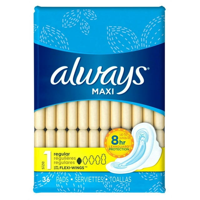 Always Feminine Maxi Size 1 Regular Pads with Flexi Wings, 36 Count ...