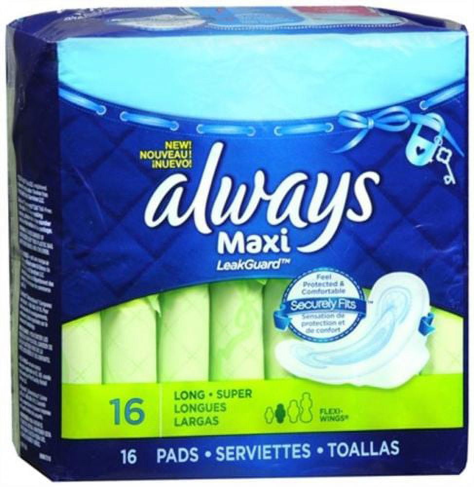 Always Maxi, Size 2, Super Pads With Wings, Unscented, 16 Count ...