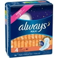 Always Maxi Size 4 Overnight Pads with Wings, Unscented, 36 Count HSA ...