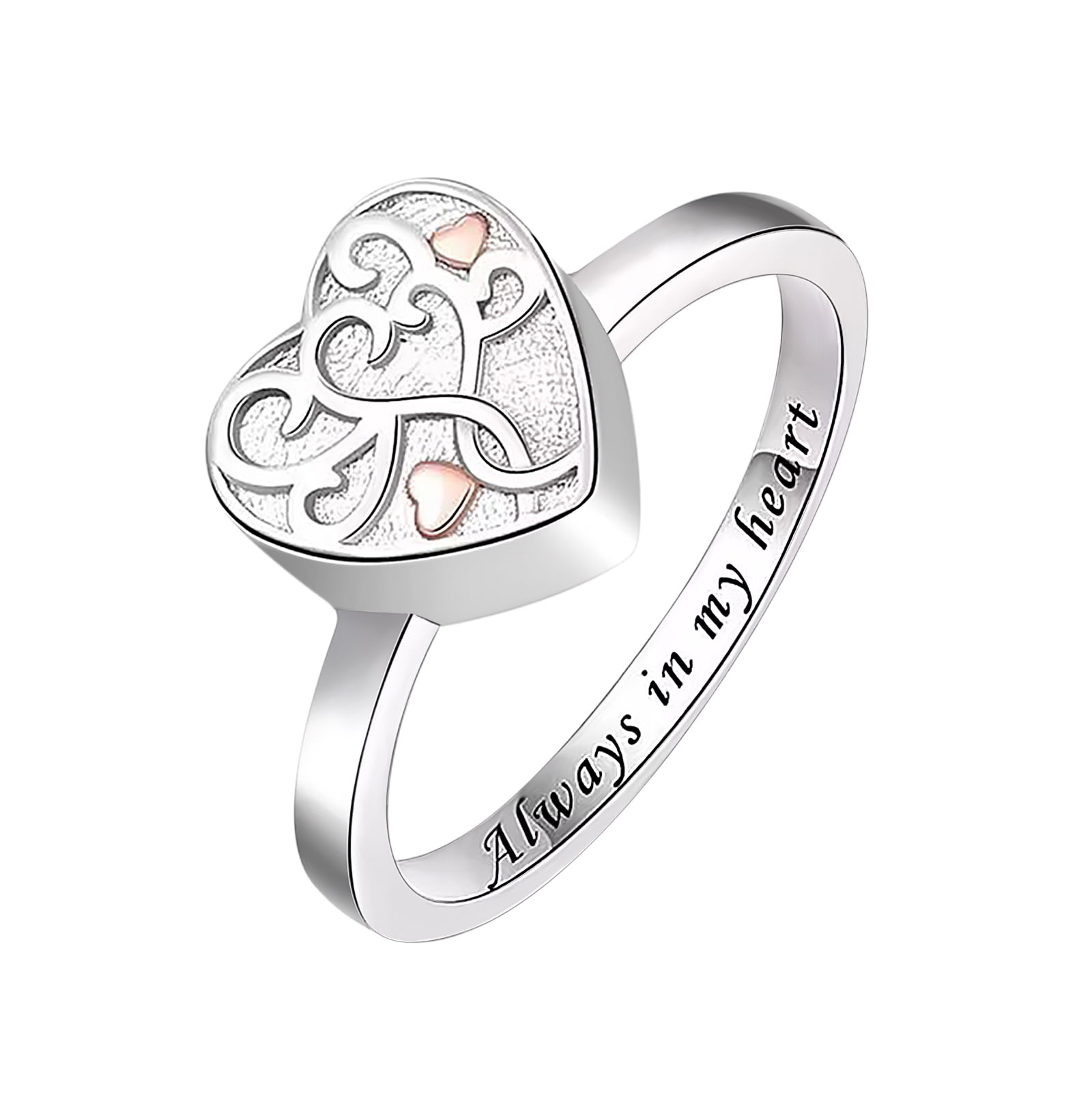 Always in My Heart Cremation Jewelry Urn Rings Hold Loved Ones Ashes ...
