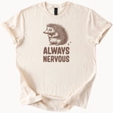 Always Nervous Hedgehog Funny Graphic T Shirt Animal Tee - Walmart.com
