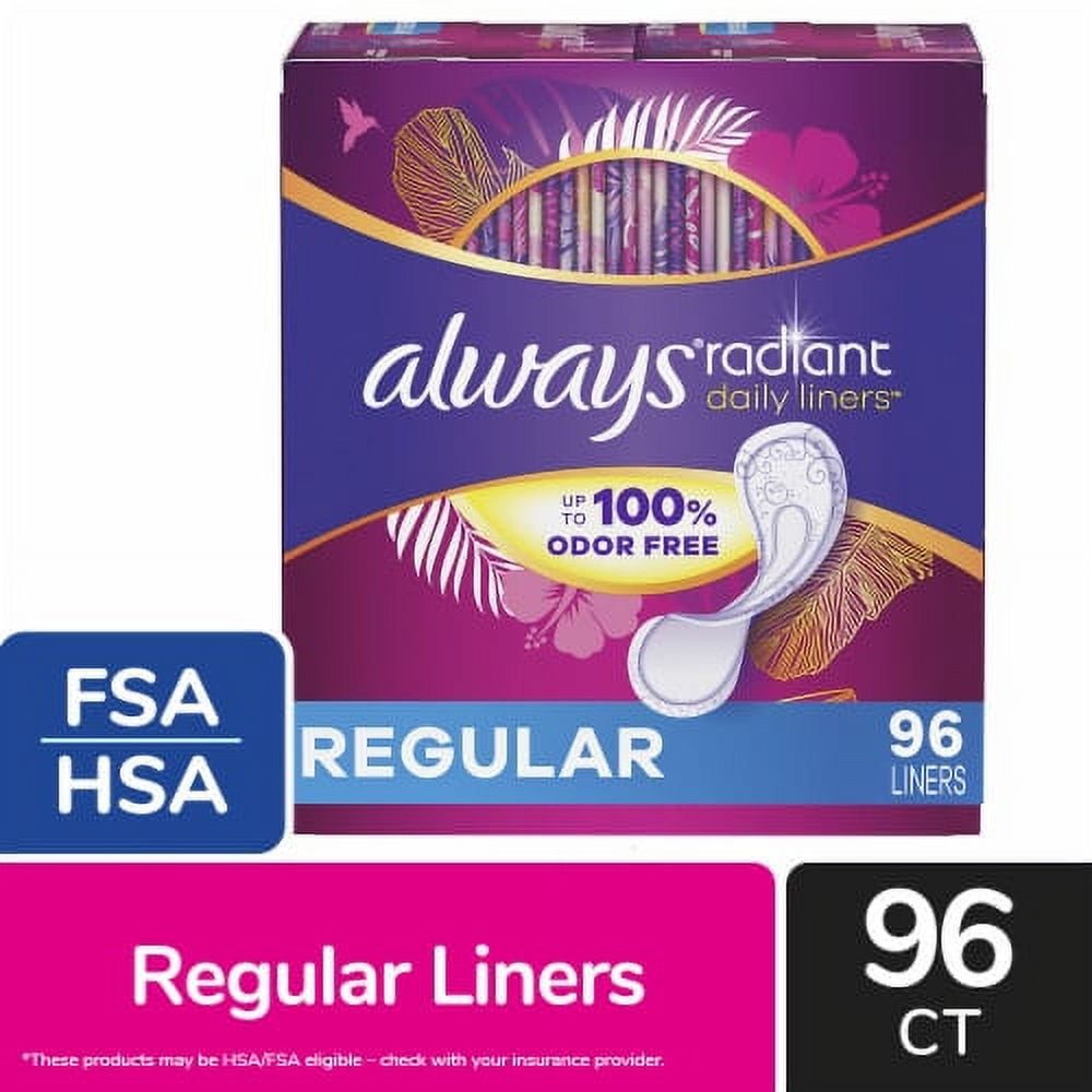 Always Radiant Daily Liners, Light Absorbency, Regular Length ...