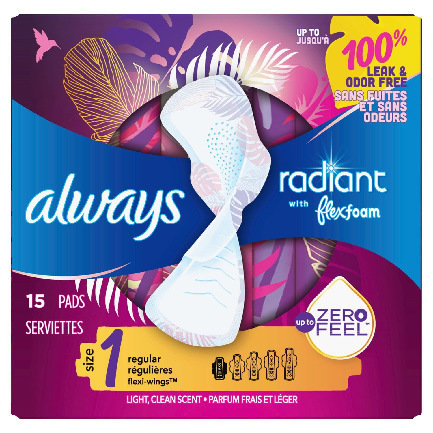 Always Radiant Pads with Flex Foam Flexi-Wings Regular Light Clean ...