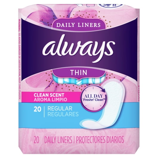 Always Regular Thin Pantiliner Scented, 20 ct - Case of 2 - Walmart.com