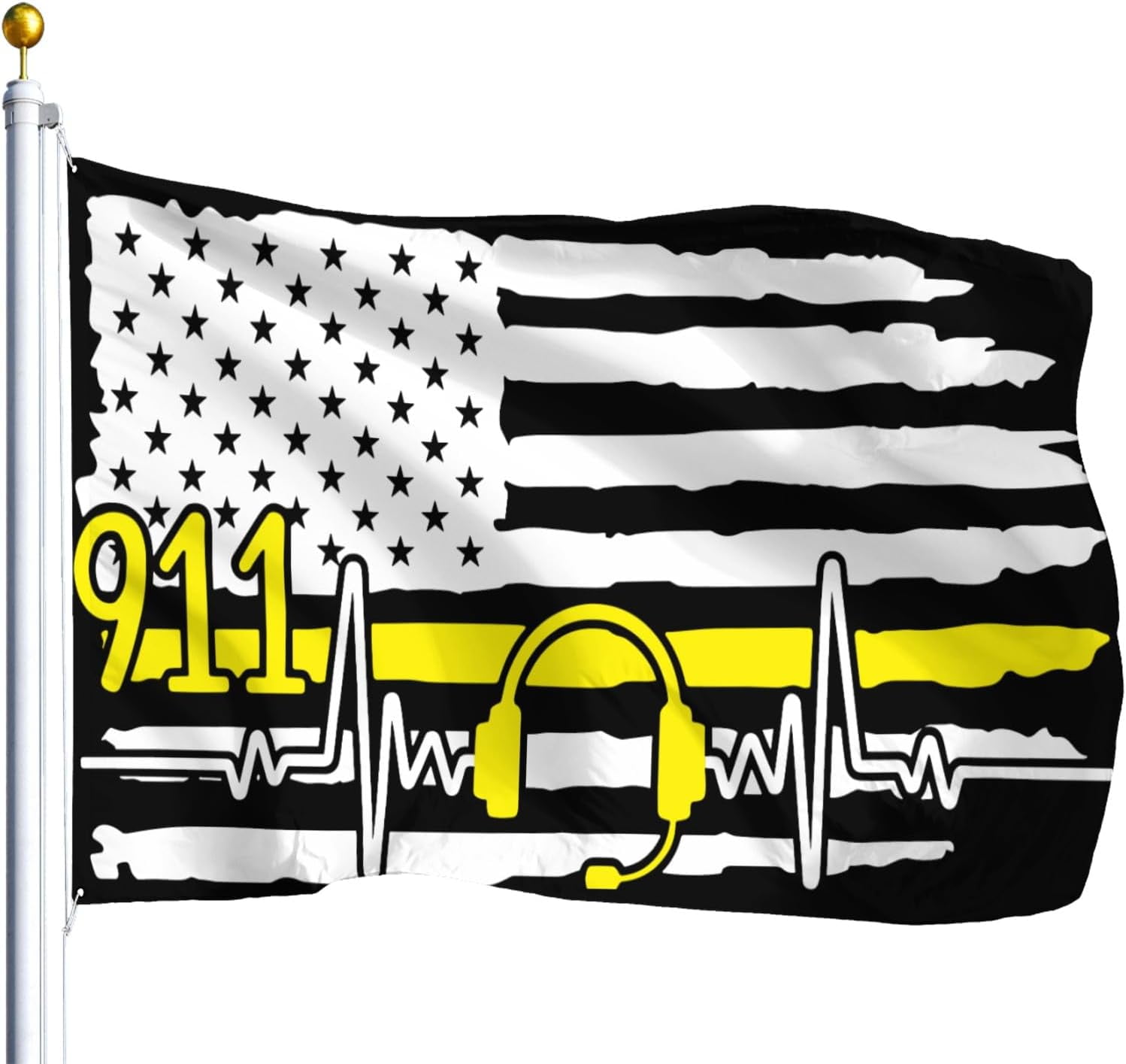 Always Remember 911 Never Forget Number 911 Dispatcher Thin Gold Yellow ...