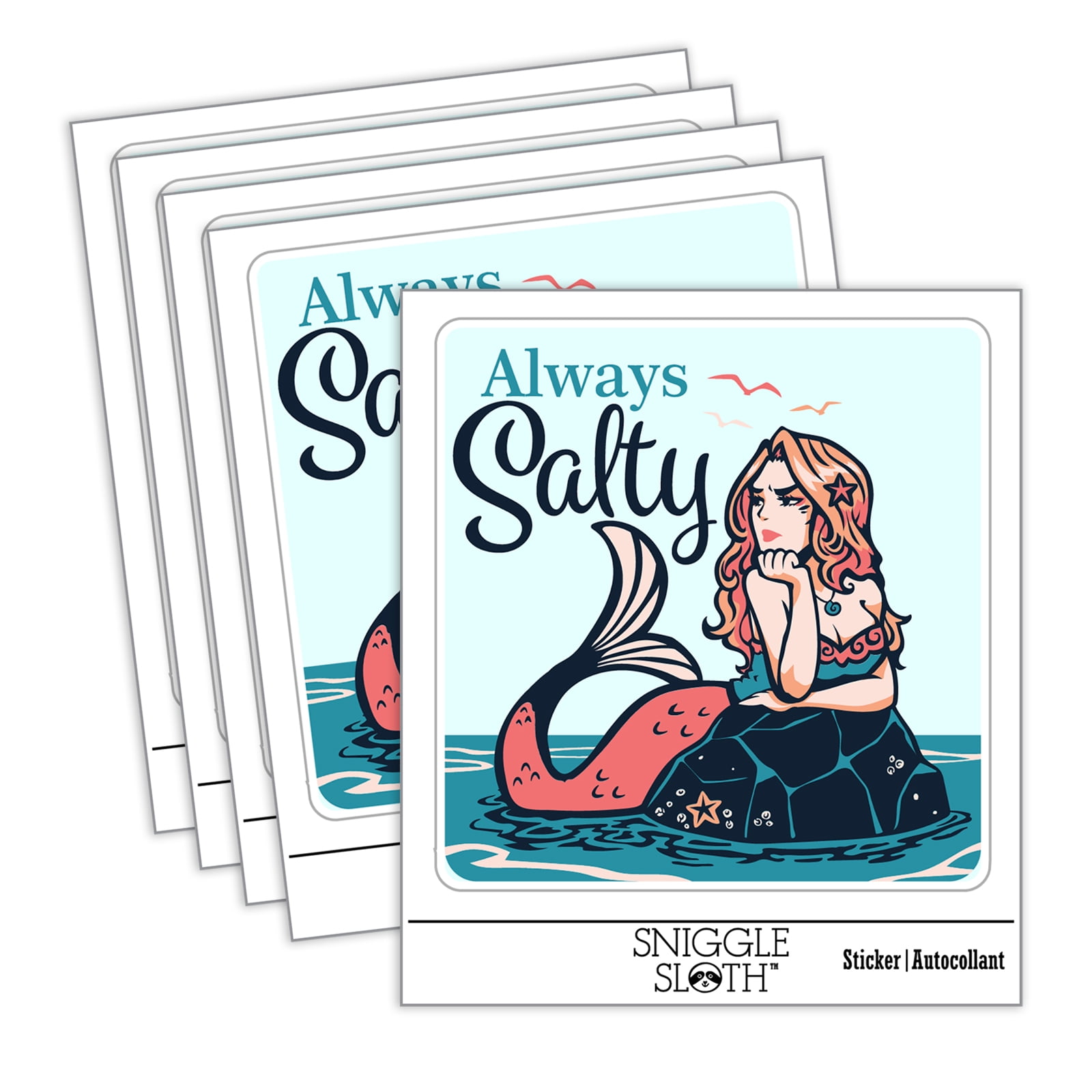 Always Salty Grumpy Beautiful Mermaid Car Window Bumper Water Bottle ...