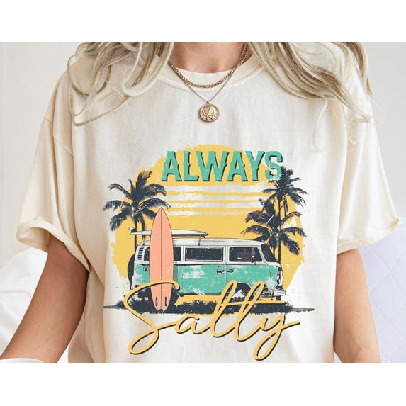 Always Salty Shirt Retro Surf Graphic Tee - Walmart.com