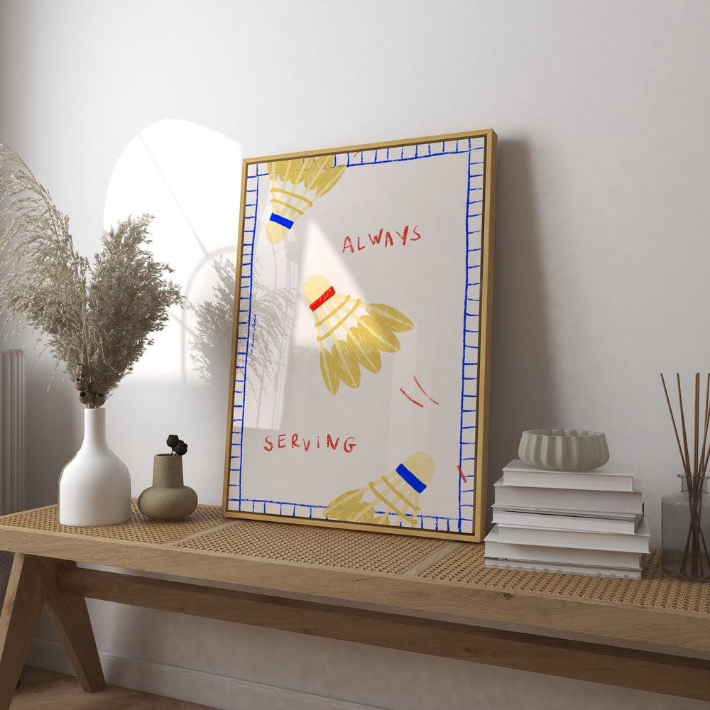 Always Serving Badminton Print Art Print Poster, Vintage Trendy Retro ...