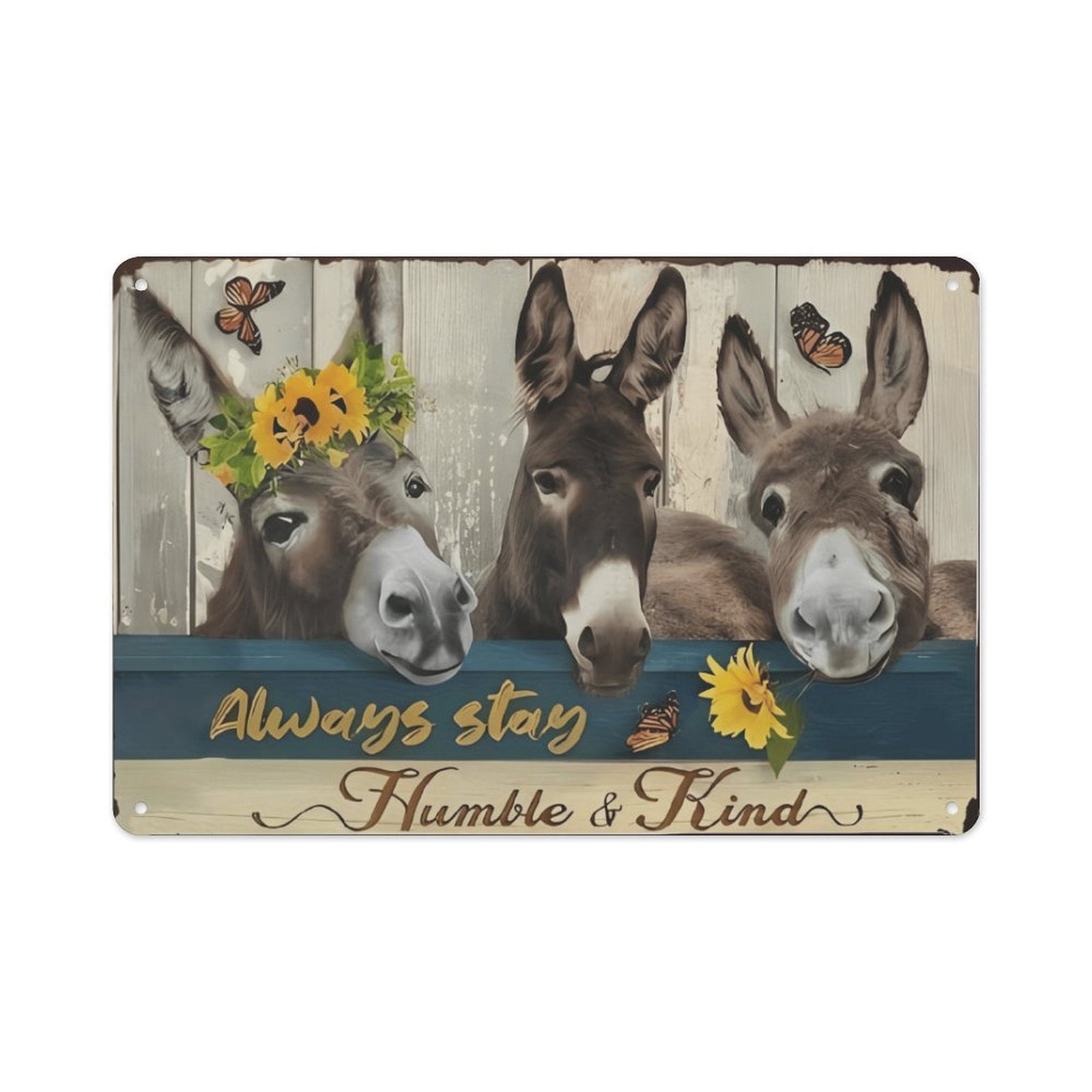 Always Stay Humble & Kind Donkey Vintage Aluminum Metal Sign, 8x12 Inch ...