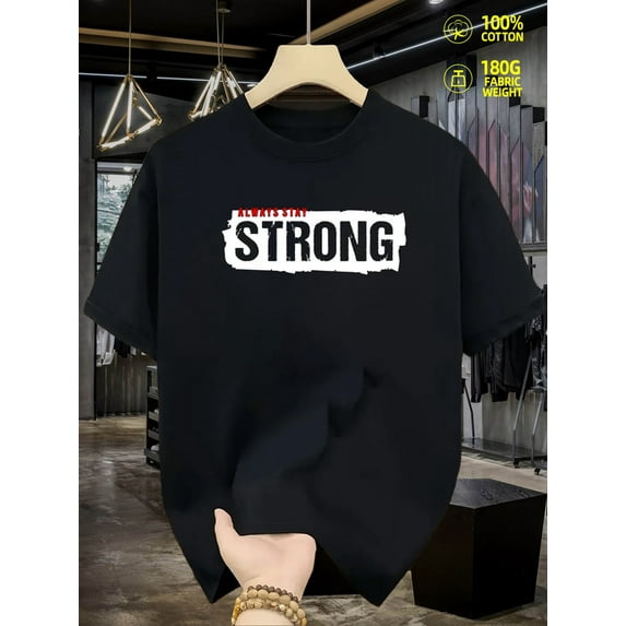 Always Stay Strong for men Exercise 180G 100% Cotton black basketball ...