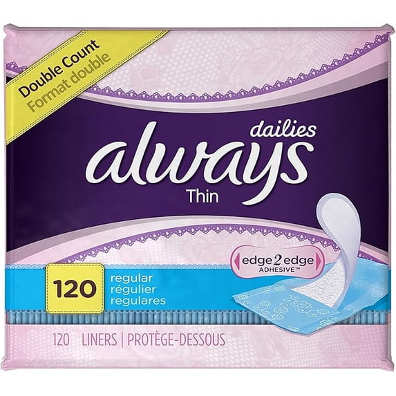 Always Thin Daily Panty Liners For Women, Light Absorbency, Unscented ...