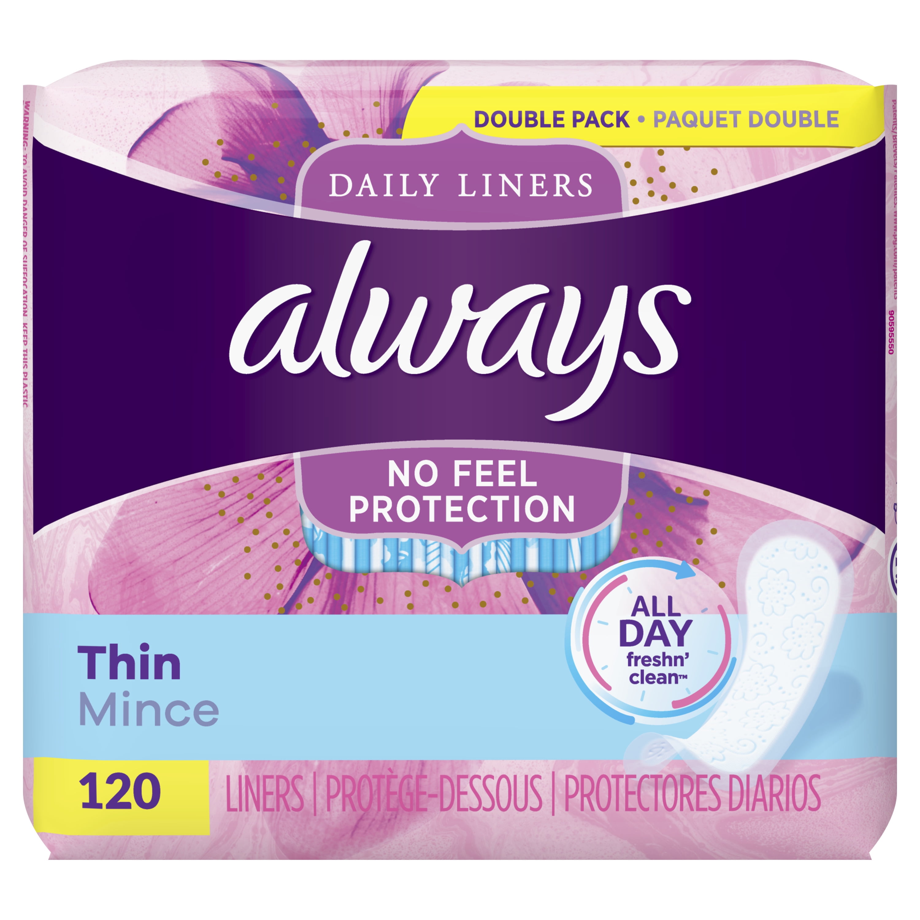 Always Thin Liners Wrapped, Unscented (Pack of 9) - Walmart.com