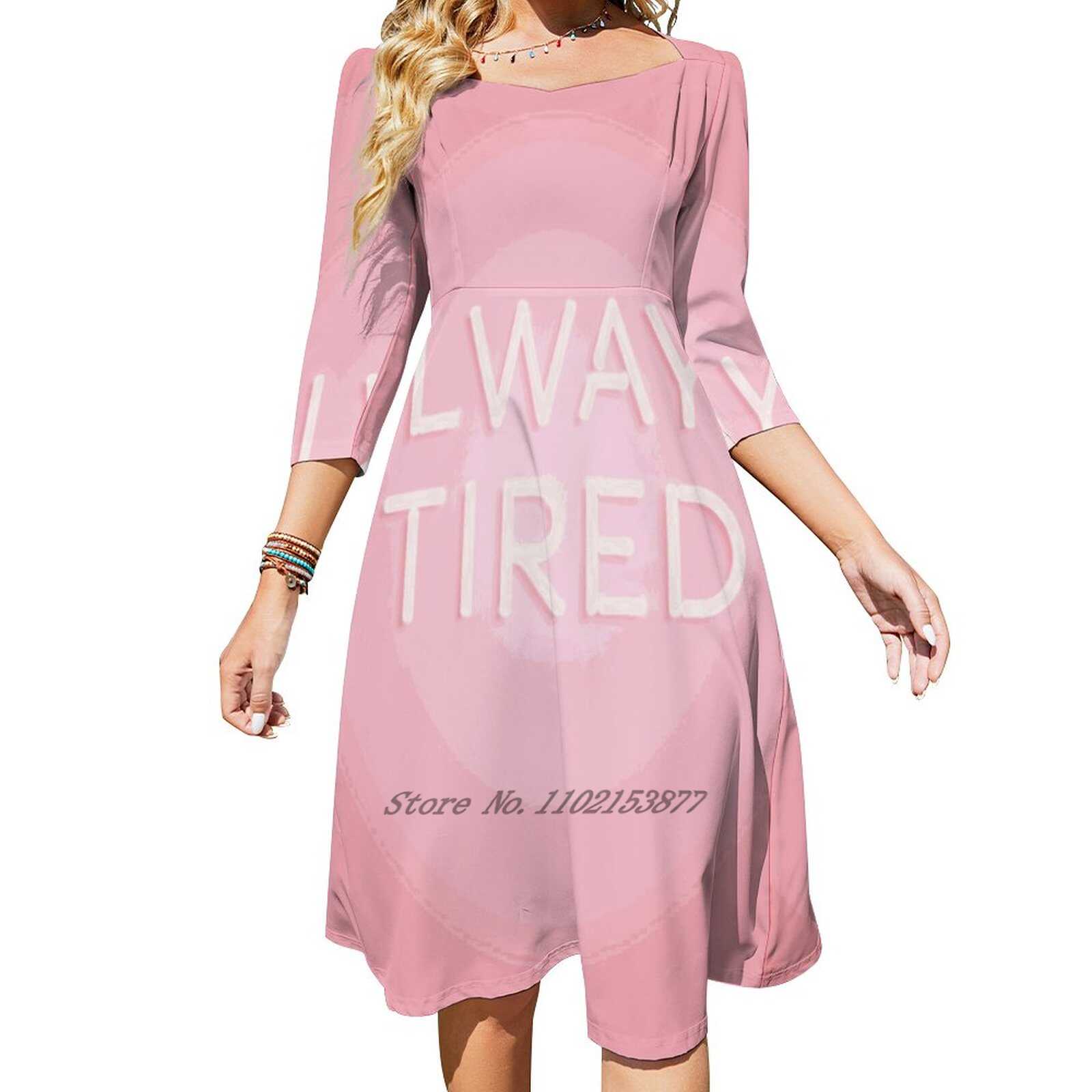 Always Tired Loose Pocket Dress Women'S Printed Dresses Casual Dress ...