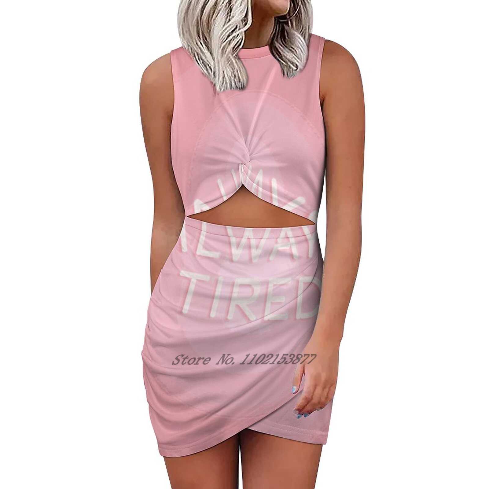 Always Tired Loose Pocket Dress Women'S Printed Dresses V Neck Casual ...