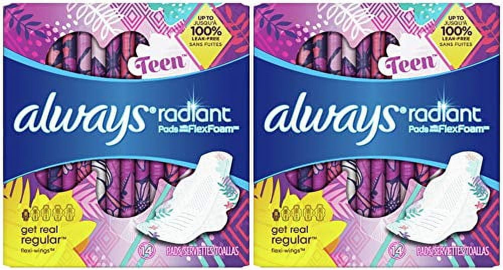 Always Totally Teen Always Radiant Infinity Pads, 14 Count - Pack of 2 ...