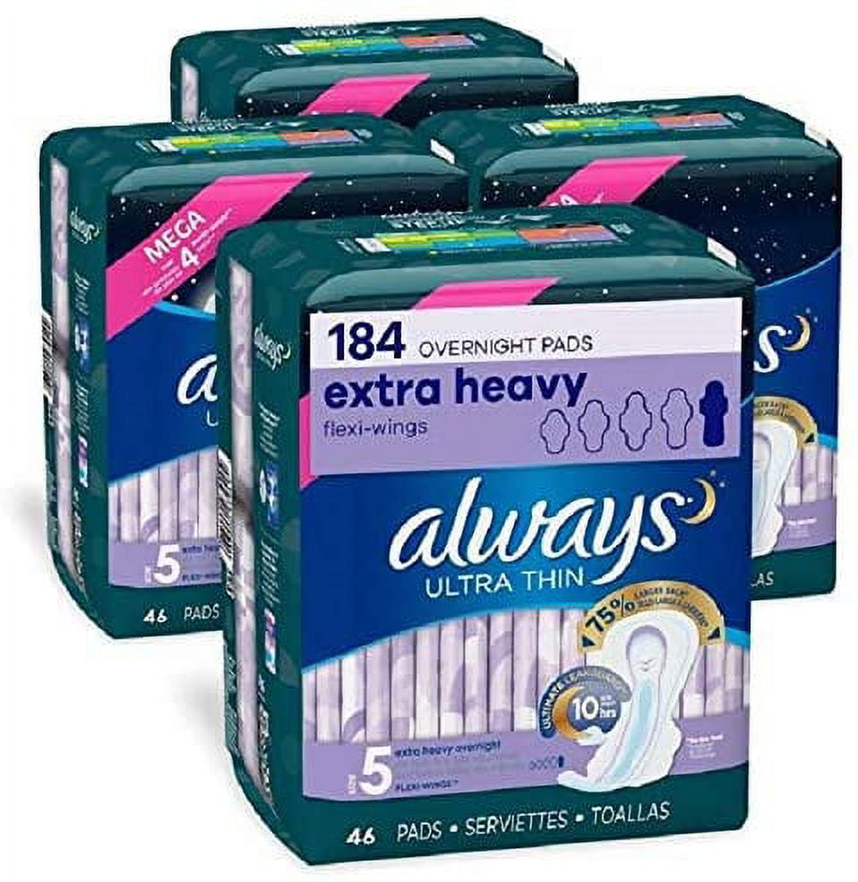 Always Ultra Thin Feminine Pads for Women, Size 5, Extra Heavy ...