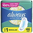 Always Ultra Thin Feminine Pads with Wings for Women, Size 1, Regular ...