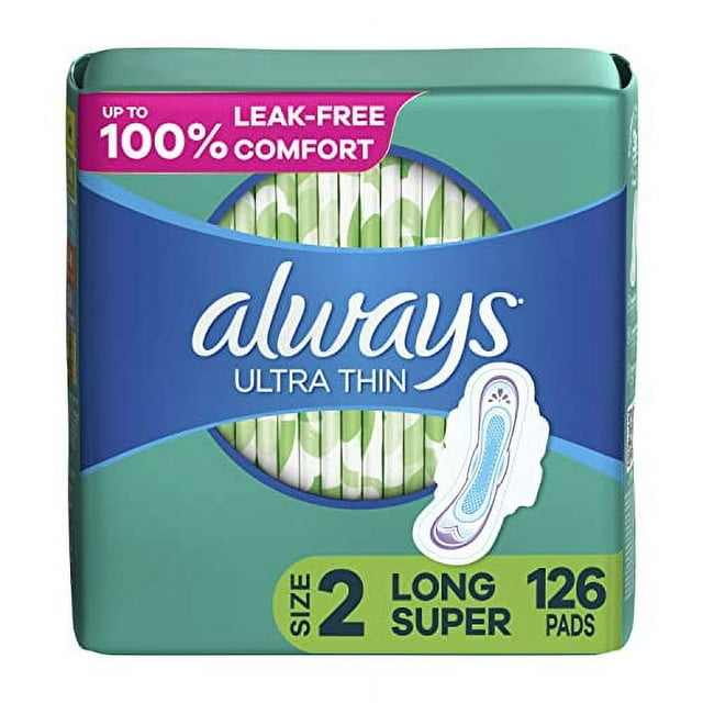 Always Ultra Thin Feminine Pads with Wings for Women, Super Absorbency ...
