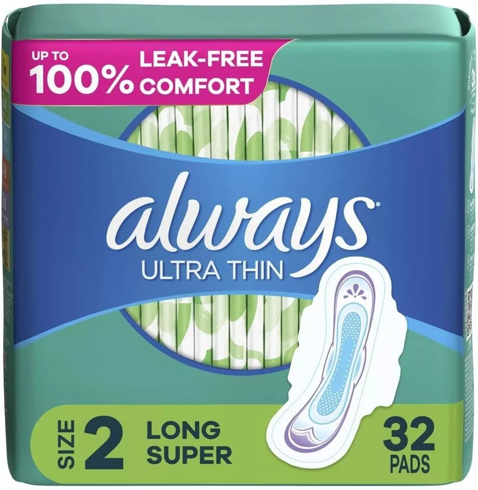 Always Ultra Thin Long Super with Wings Size 2 Pads 32 Count, 1 Ea, 2 ...
