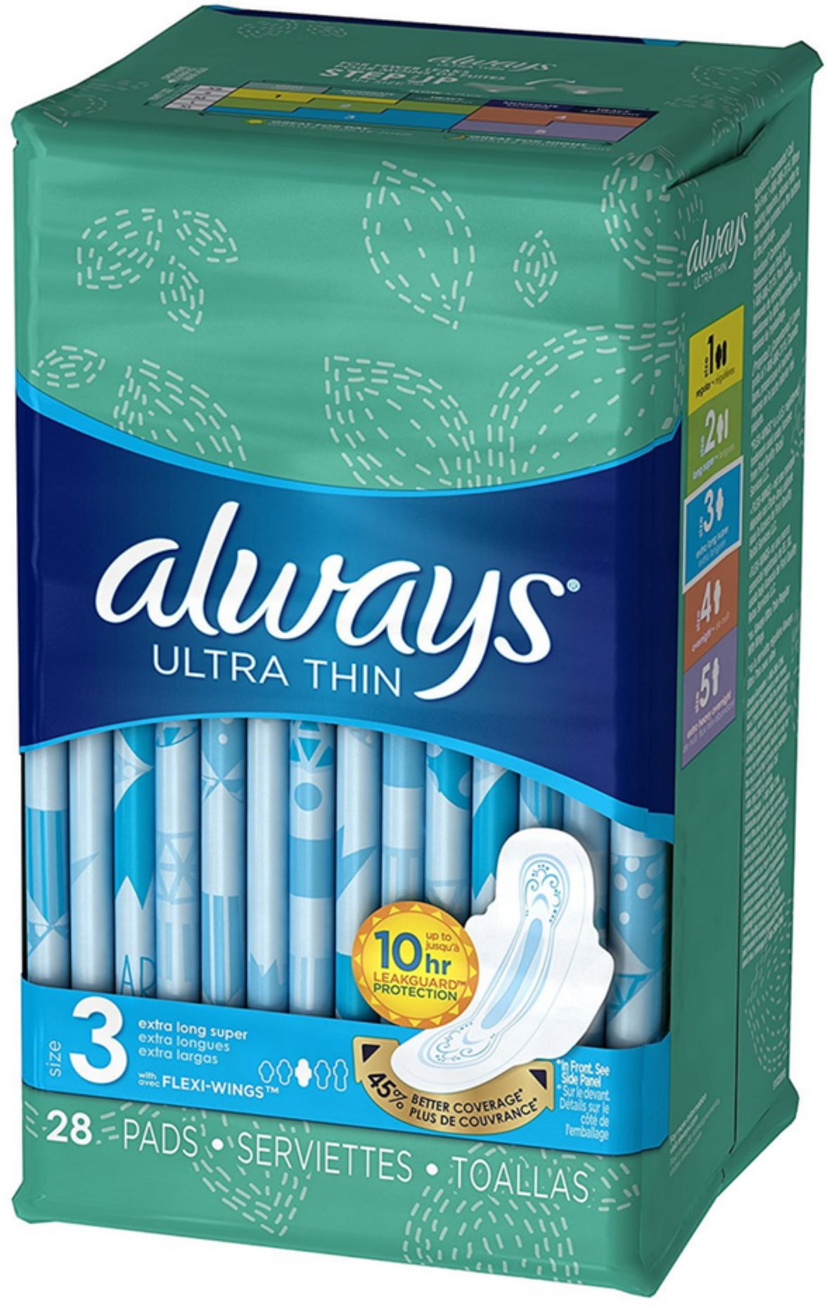 Always Ultra Thin Pads Size 3, Extra Long, Super Absorbency With Wings ...