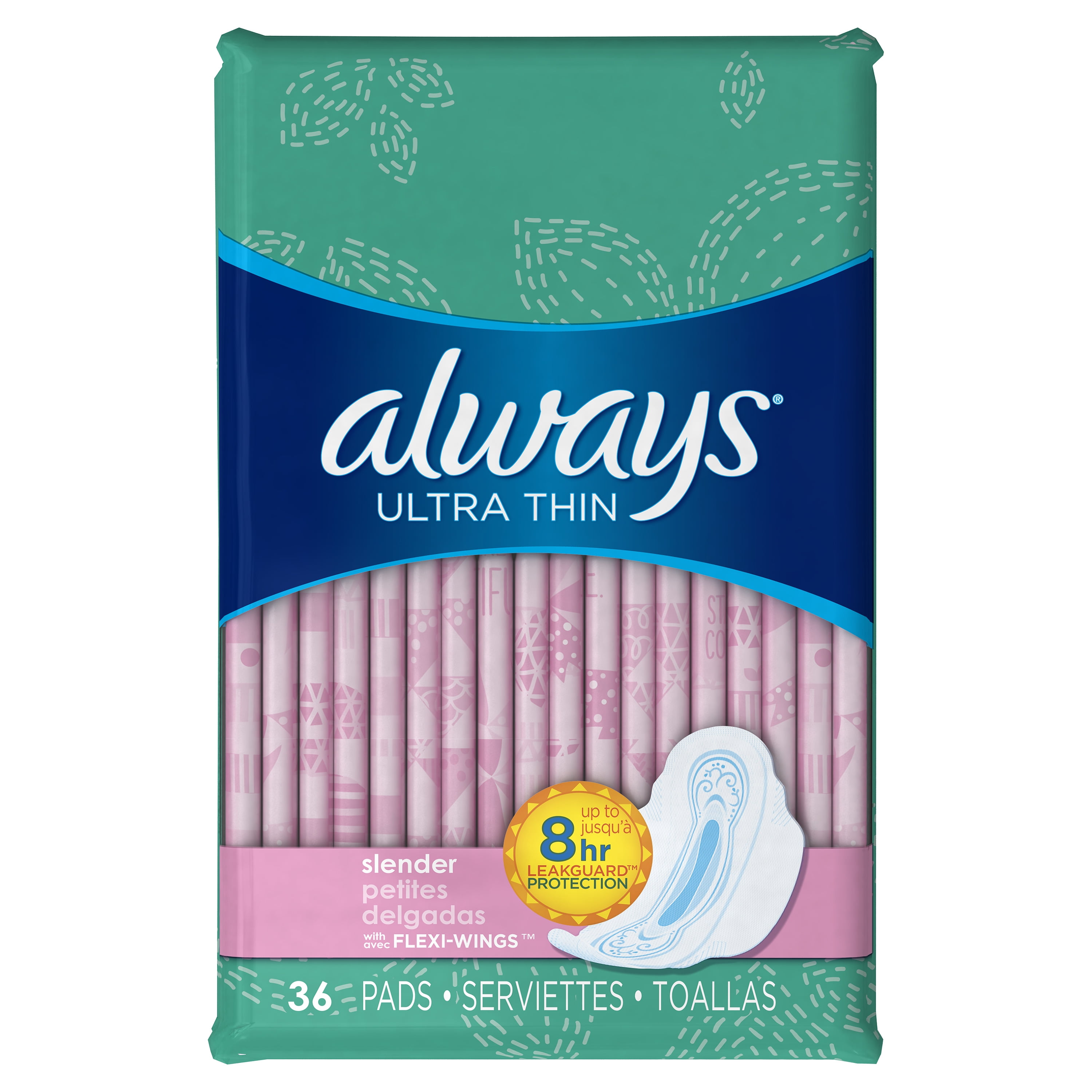 Always Ultra Thin Day Menstrual Pads, Unscented, Slender, 36 Ct ...