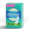 Always Ultra Thin Pads Without Wings, Size 2, Long Super Absorbency, 40 ...