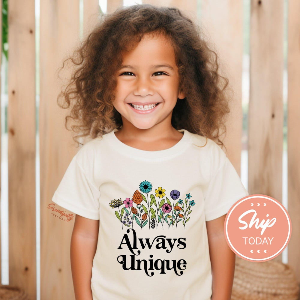 Always Unique Toddler Shirt, Autism Awareness Top, Awareness Flower Design Tshirt, Cute Kid Tee ...