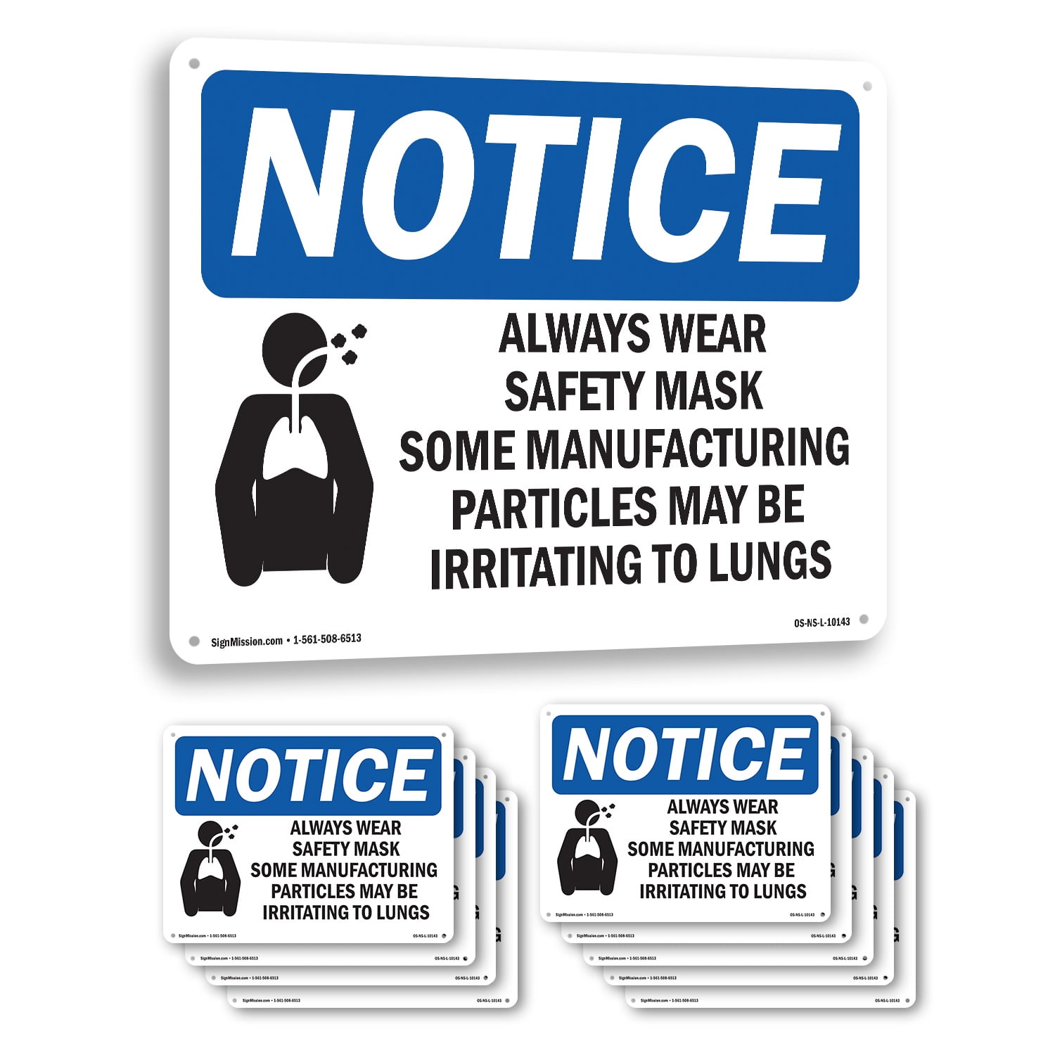 Always Wear Safety Mask Some OSHA Notice Rigid Plastic Sign 10 Inch x 7 ...