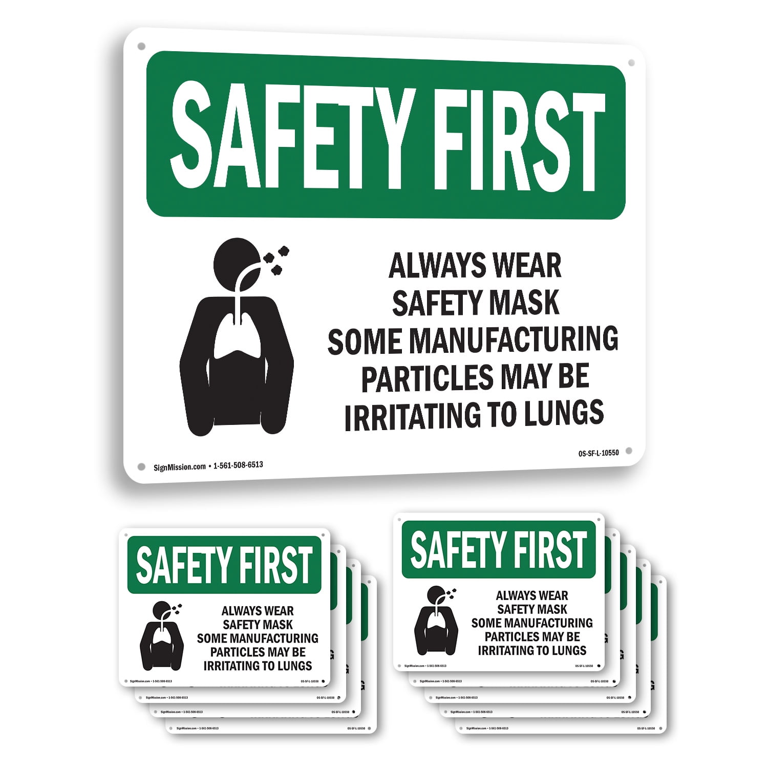 Always Wear Safety Mask Some With Symbol OSHA SAFETY FIRST Rigid ...