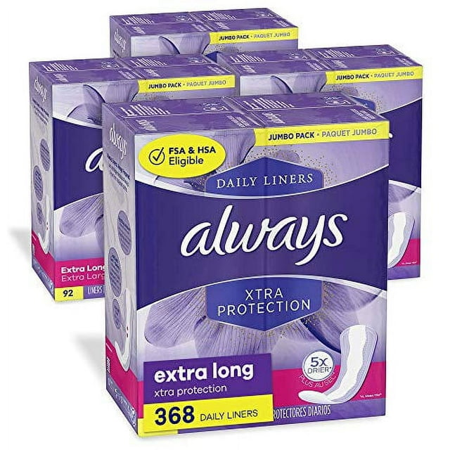 Always Xtra Protection Dailies, Extra Long Panty Liners for Women ...