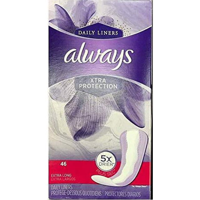 Always Xtra Protection EXTRA LONG Active Daily Liners, 5 x Drier, 184ct ...