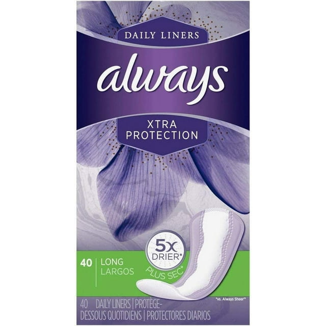 Always Xtra Protection Long Daily Liners, Unscented 40 Ct - Walmart.com