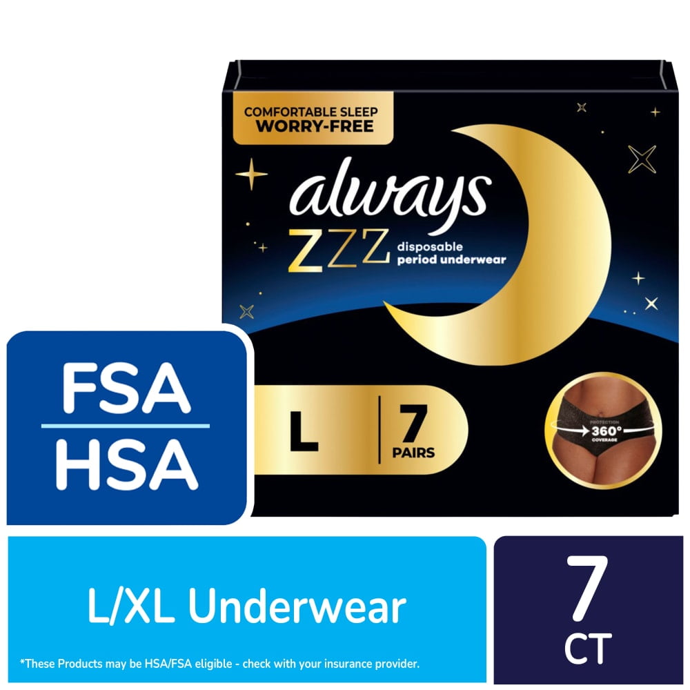 Always ZZZ Disposable Period Underwear Overnight Absorbency Size L/XL ...