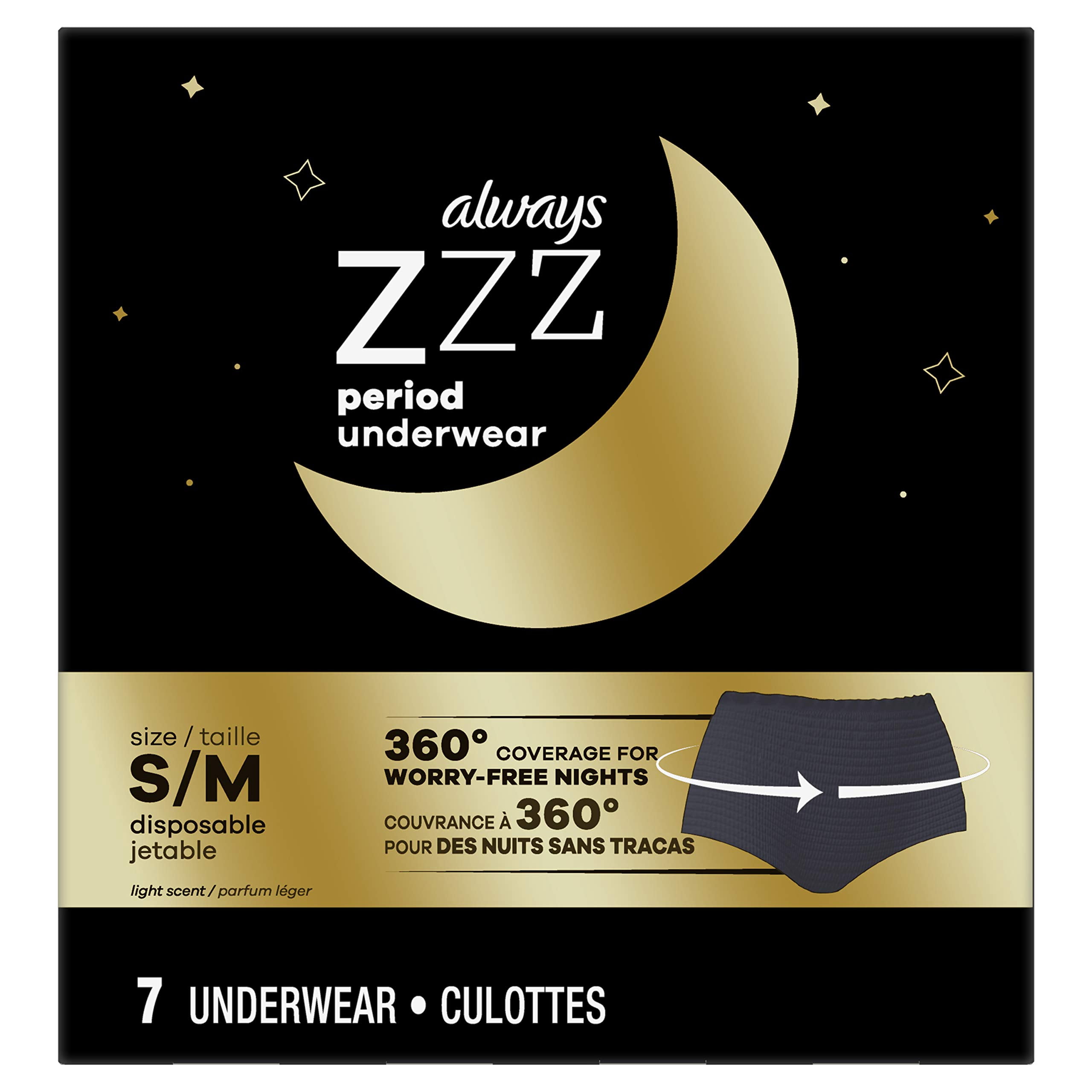 Always ZZZ Overnight Disposable Period Underwear (Pack of 8) - Walmart.com