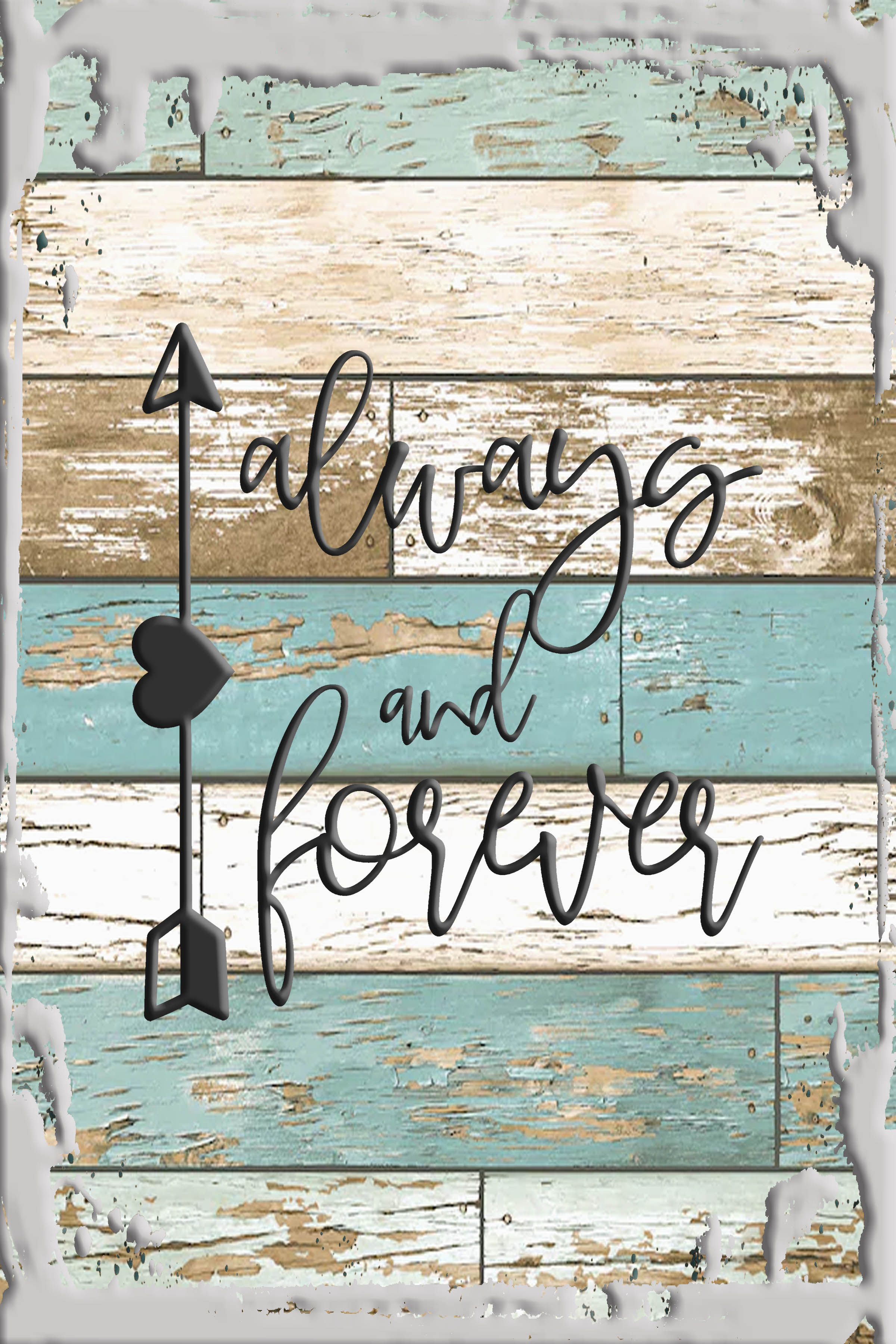 Always & forever cursive heart arrow love couple relationship White ...