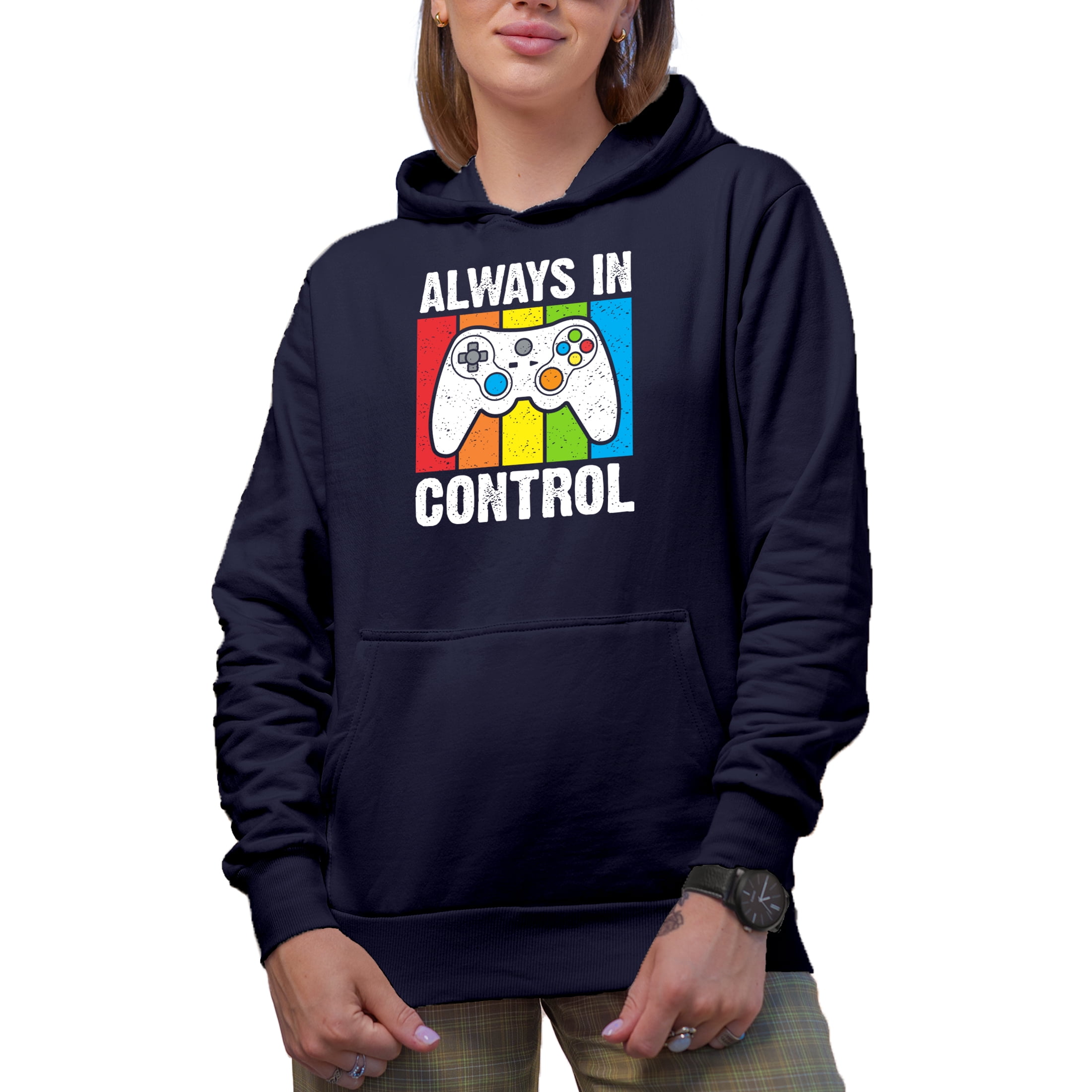 Always in Control with Game Controller, Gamer Pun, Navy Blue Hooded ...