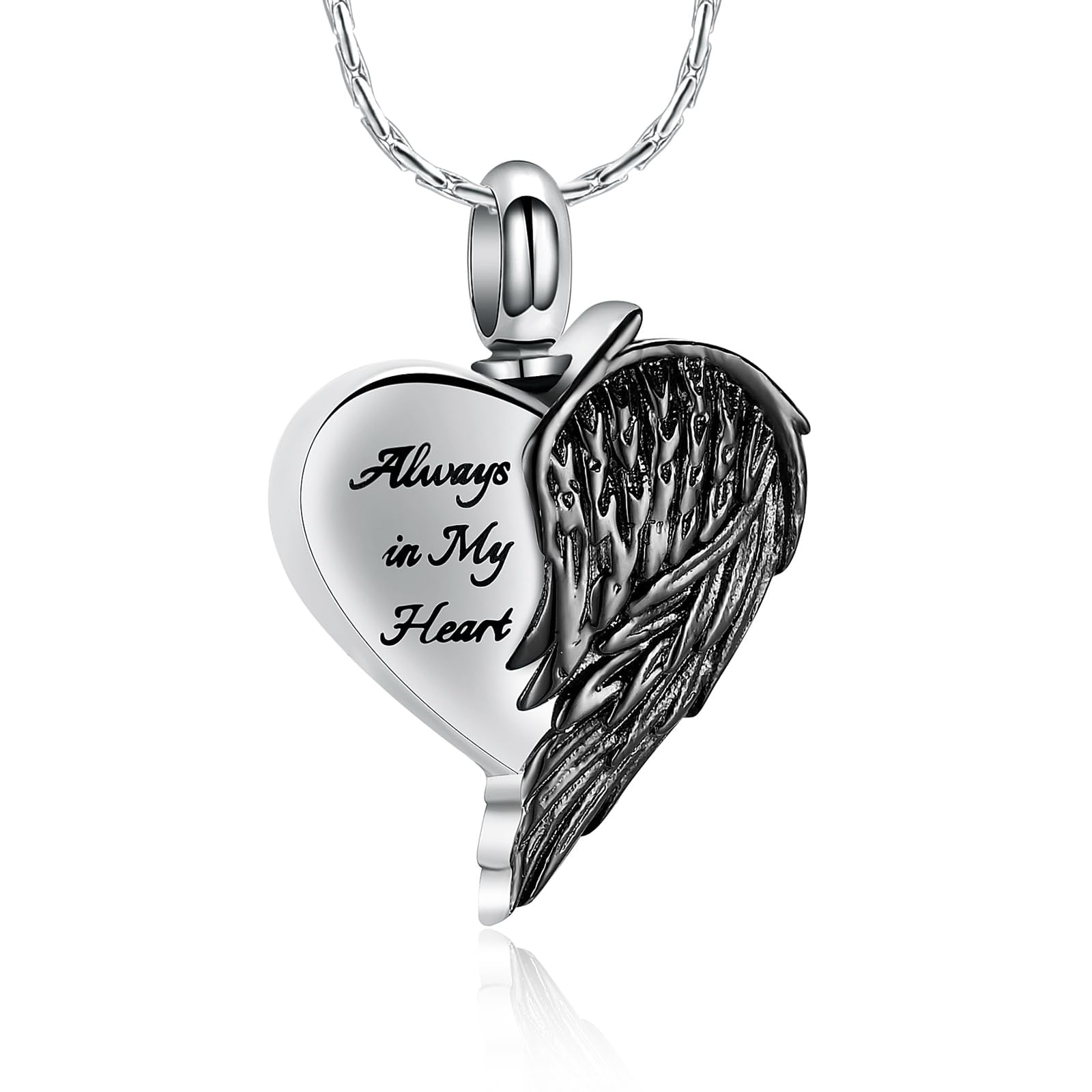 Always in My Heart - Angel Wing Heart Cremation Jewelry for Ashes Ash ...