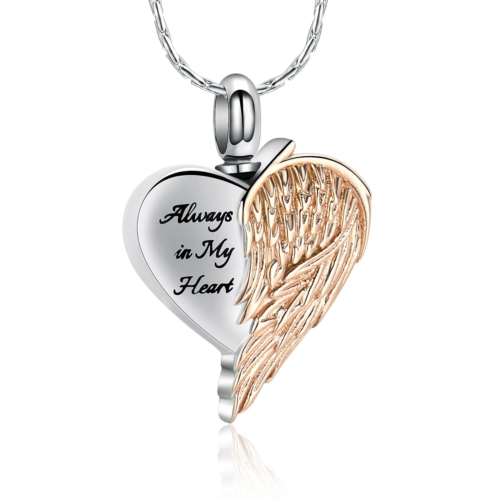 Always in My Heart - Angel Wing Heart Cremation Jewelry for Ashes Ash ...