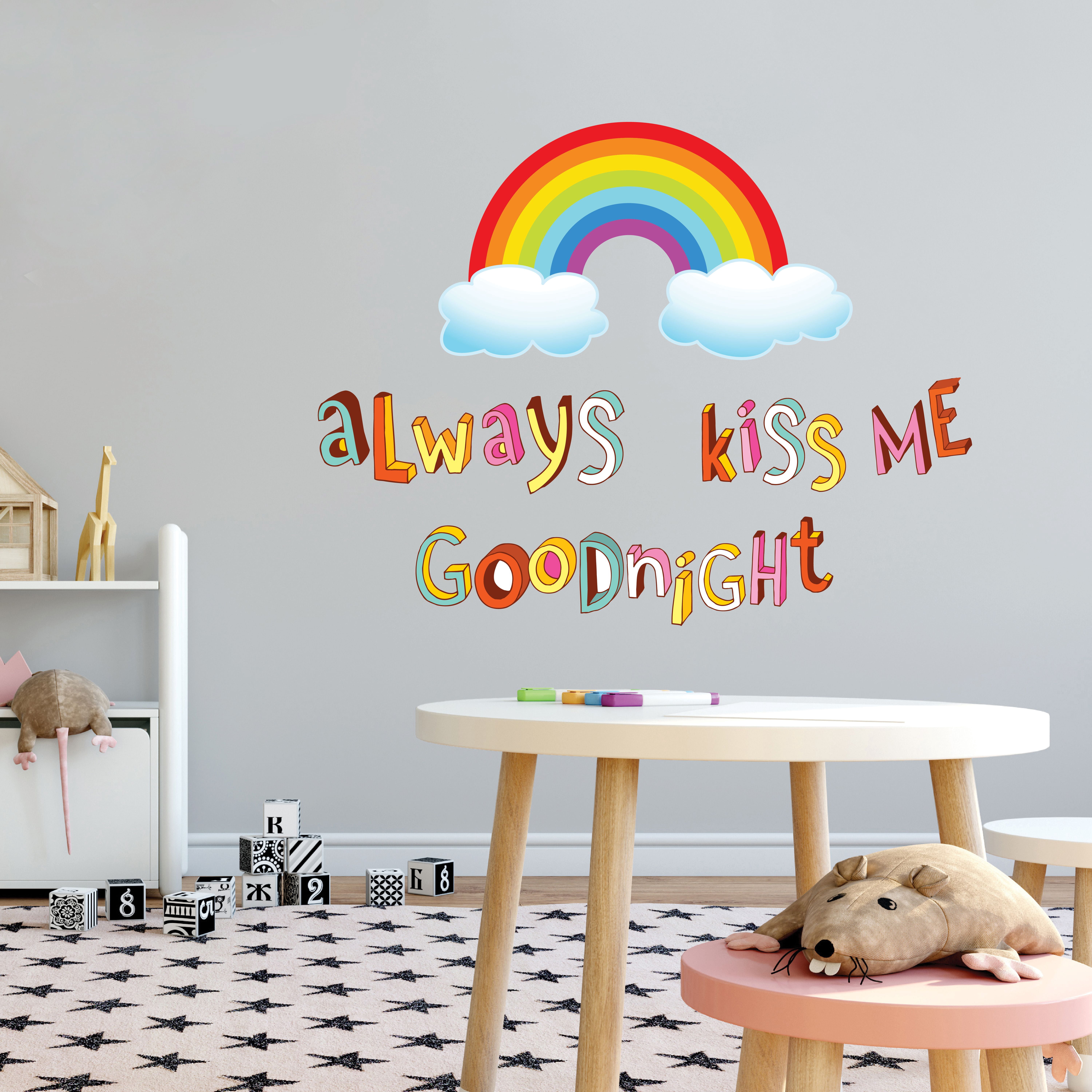 Always kiss me Goodnight- Rainbow Vinyl Wall Decal - Easy to apply and ...