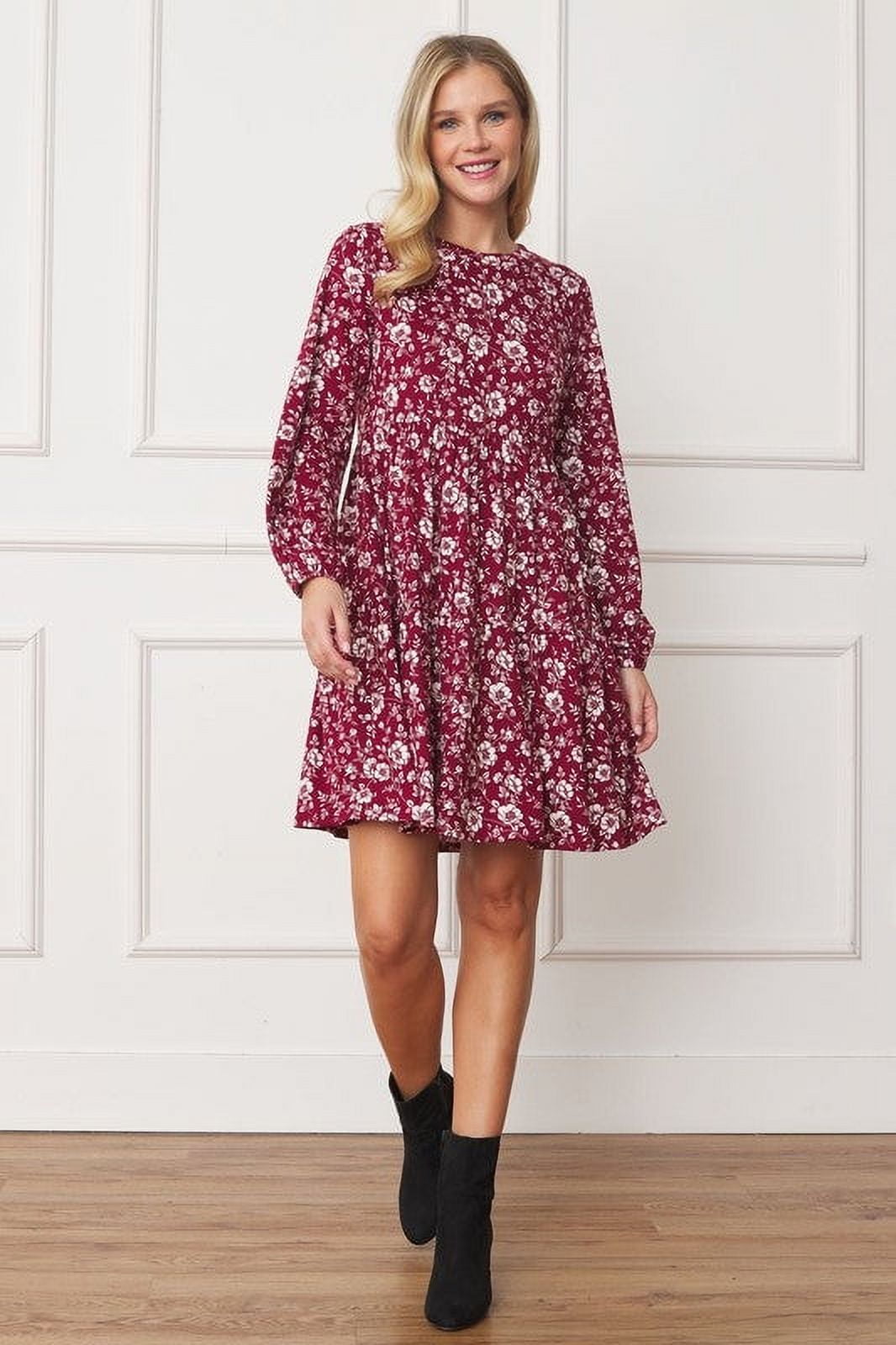 Always24 Floral Crew Neck Midi Dress - Walmart.com