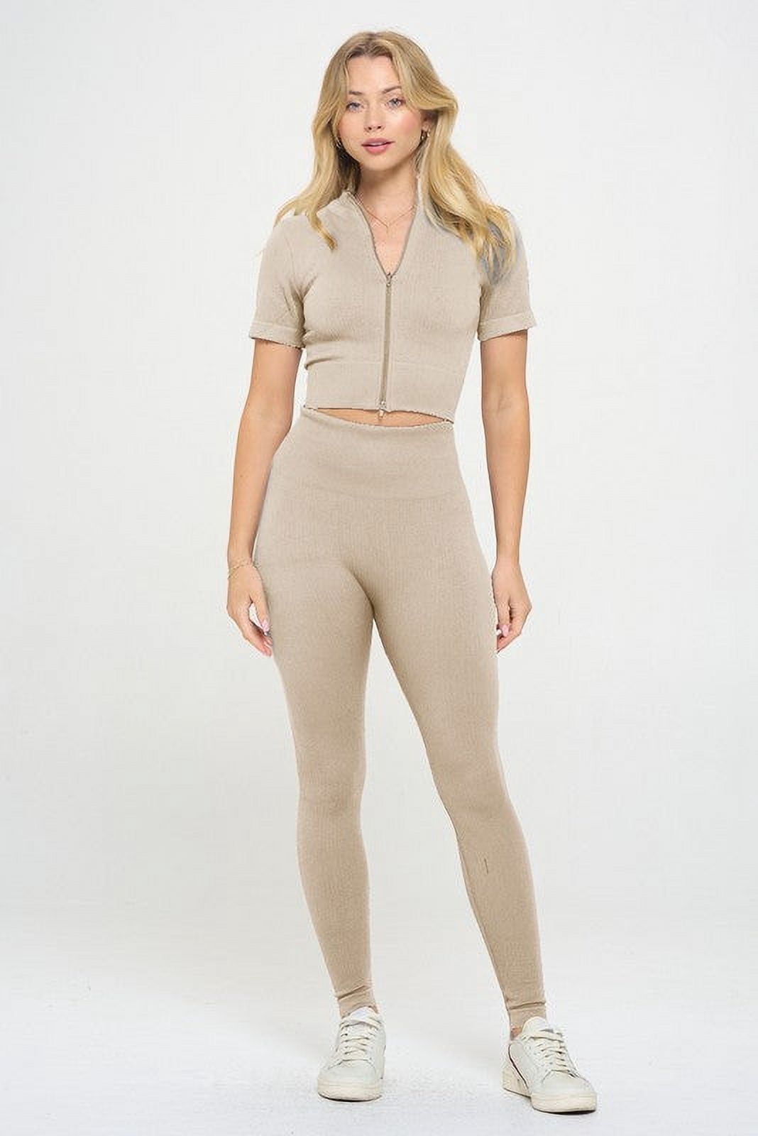 Always24 Ribbed Seamless Zip up Jacket set - Walmart.com