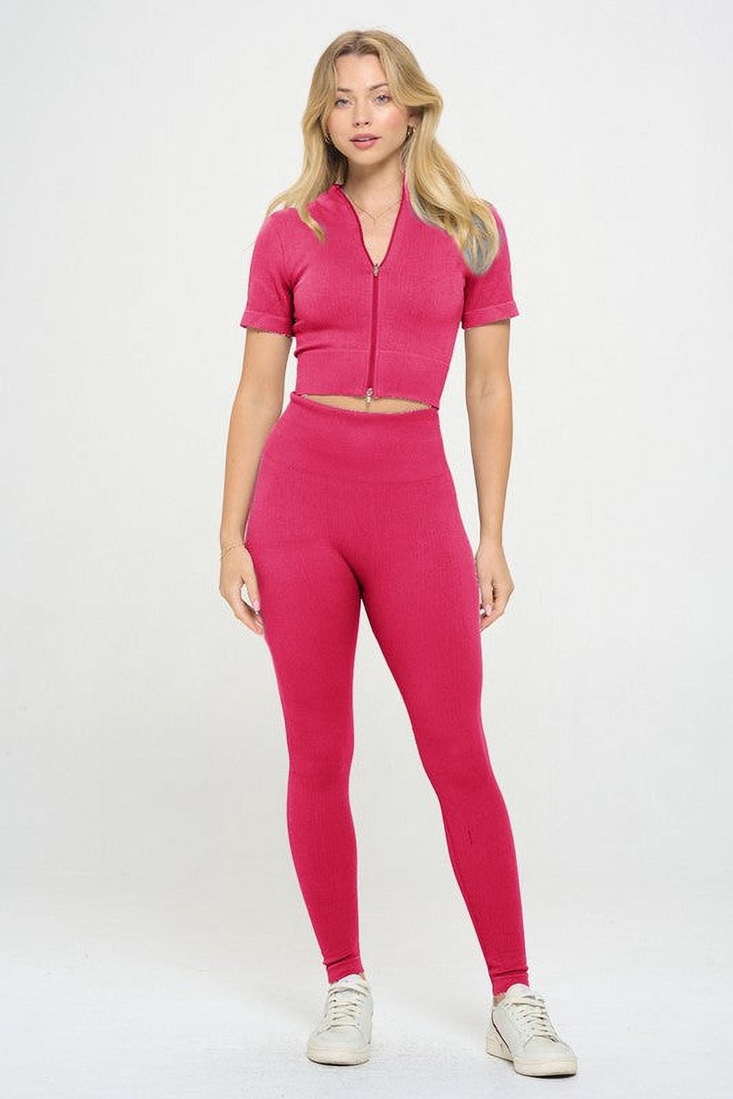 Always24 Ribbed Seamless Zip up Jacket set - Walmart.com
