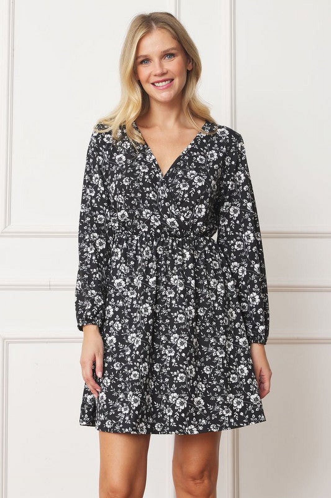 Always24 V-Neck Flowy Floral Mini Dress - Walmart.com